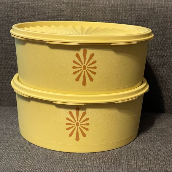 Tupperware | Kitchen | Vintage Stackable Tupperware Yellow Canisters ...